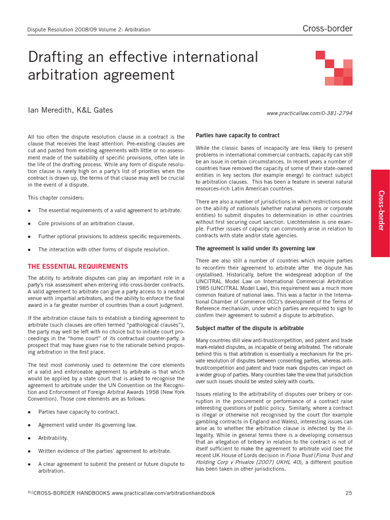 Drafting and Effective International Arbitration Agreement | PDF ...