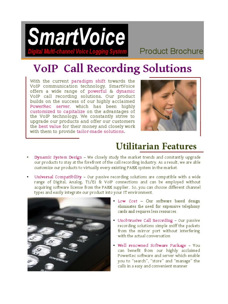 Voip Call Recording Solutions: Utilitarian Features | PDF | Voice Over Ip | Telephone