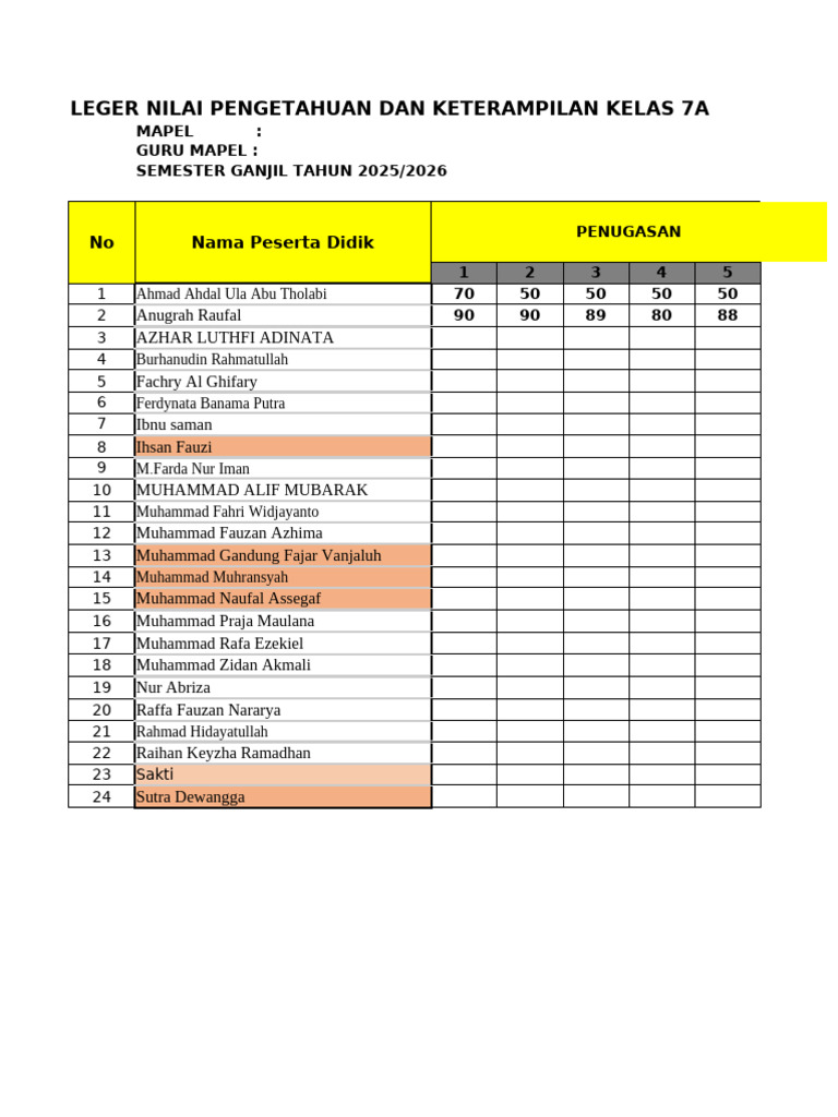 Leger Nilai KKM 75 2025 | PDF