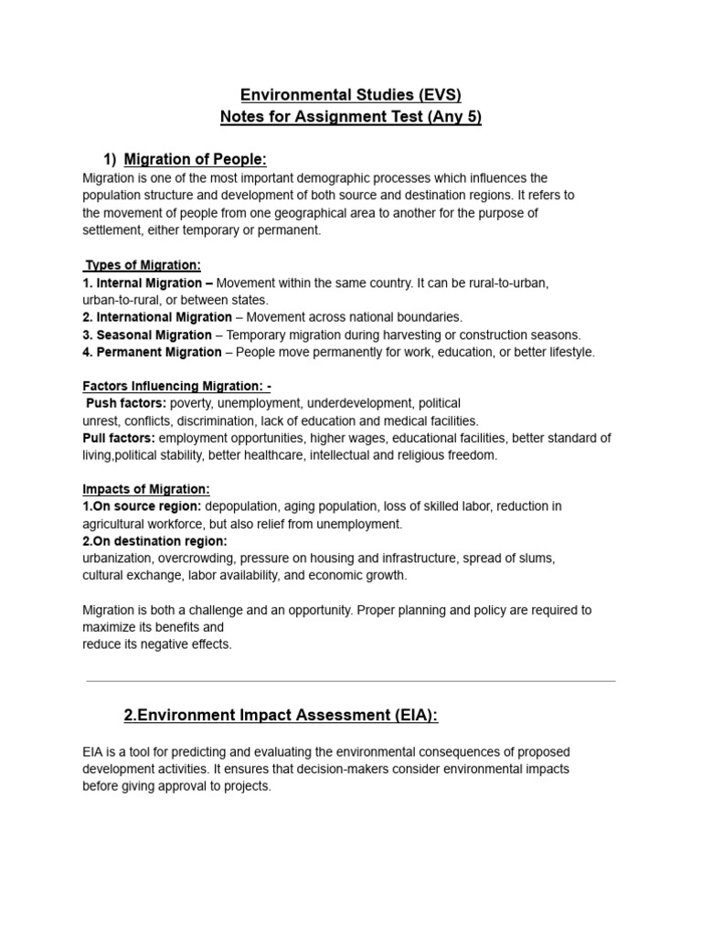 SYJC EVS Assignments Test Notes 2025 | PDF | Environmental Impact ...
