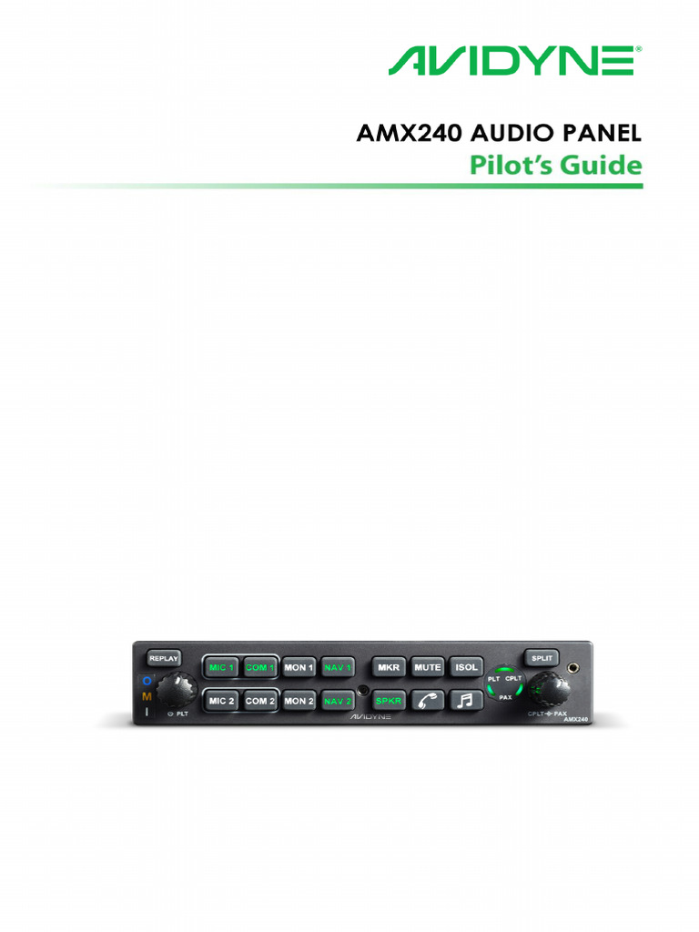 Avidyne AMX240 Audio Panel Guide | PDF | Bluetooth | Telephone