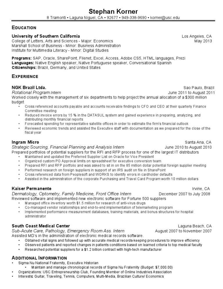 Stephan Korner Resume | PDF | Oracle Corporation | California
