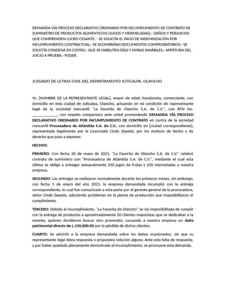 Demanda Civil (1) Cheta | PDF | Daños y perjuicios | Demanda judicial