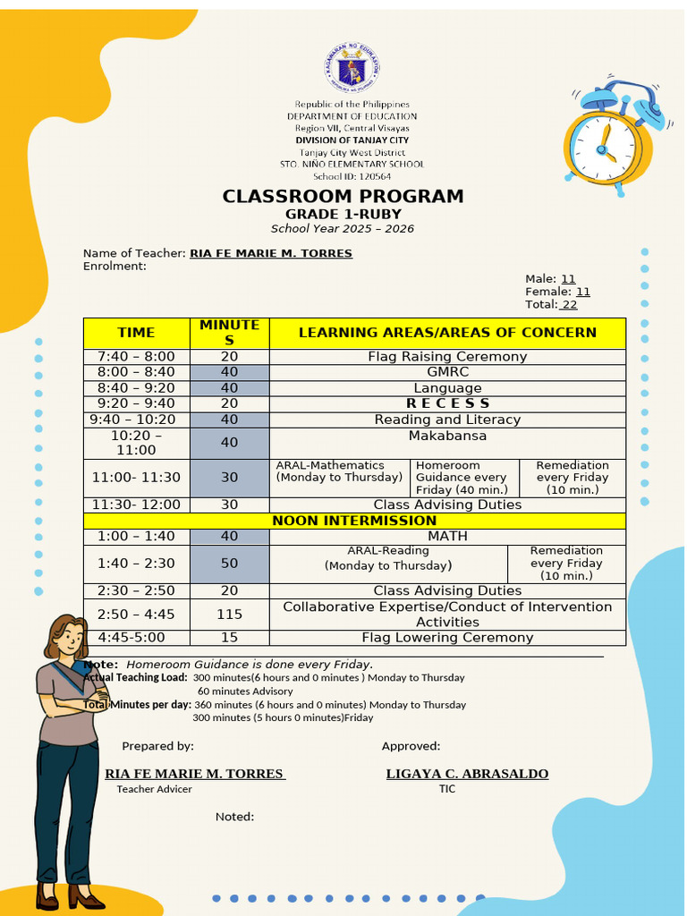 Grade 1 Classroom Program 2025-2026 | PDF | Schools | Teaching