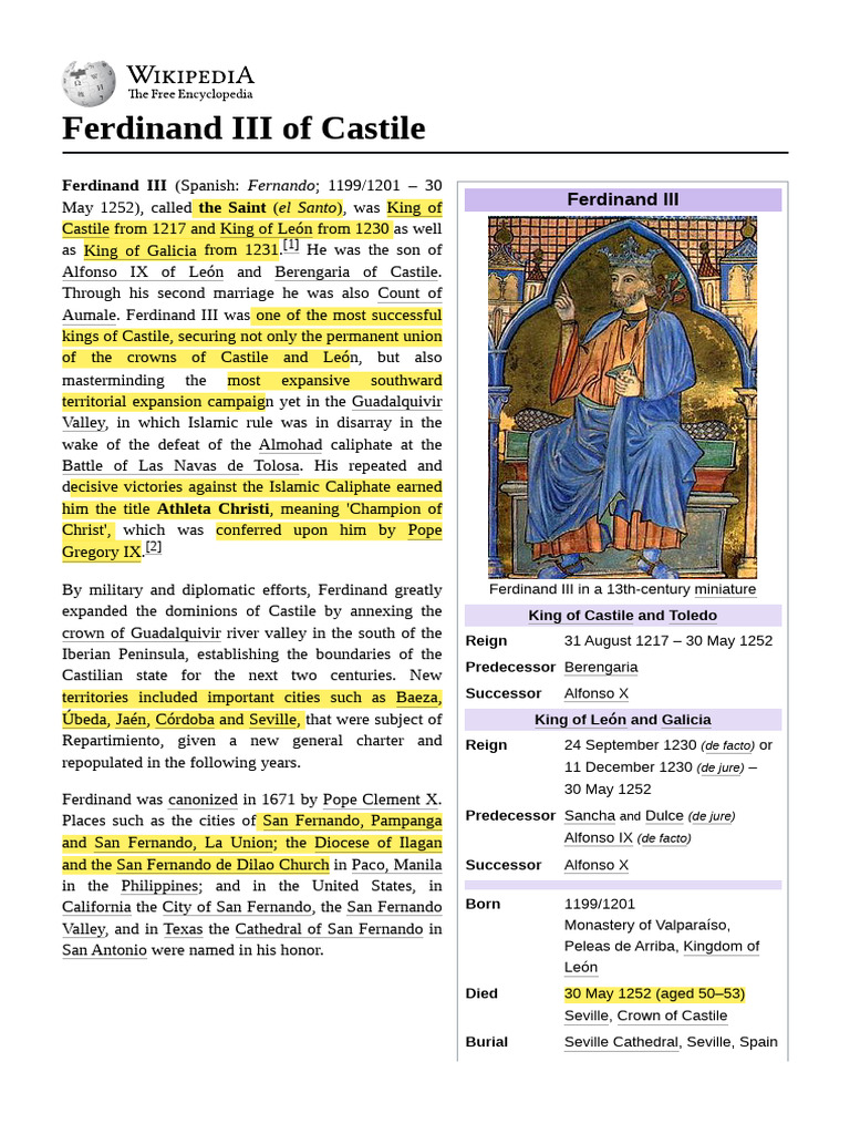 Ferdinand III of Castile & Leon | PDF