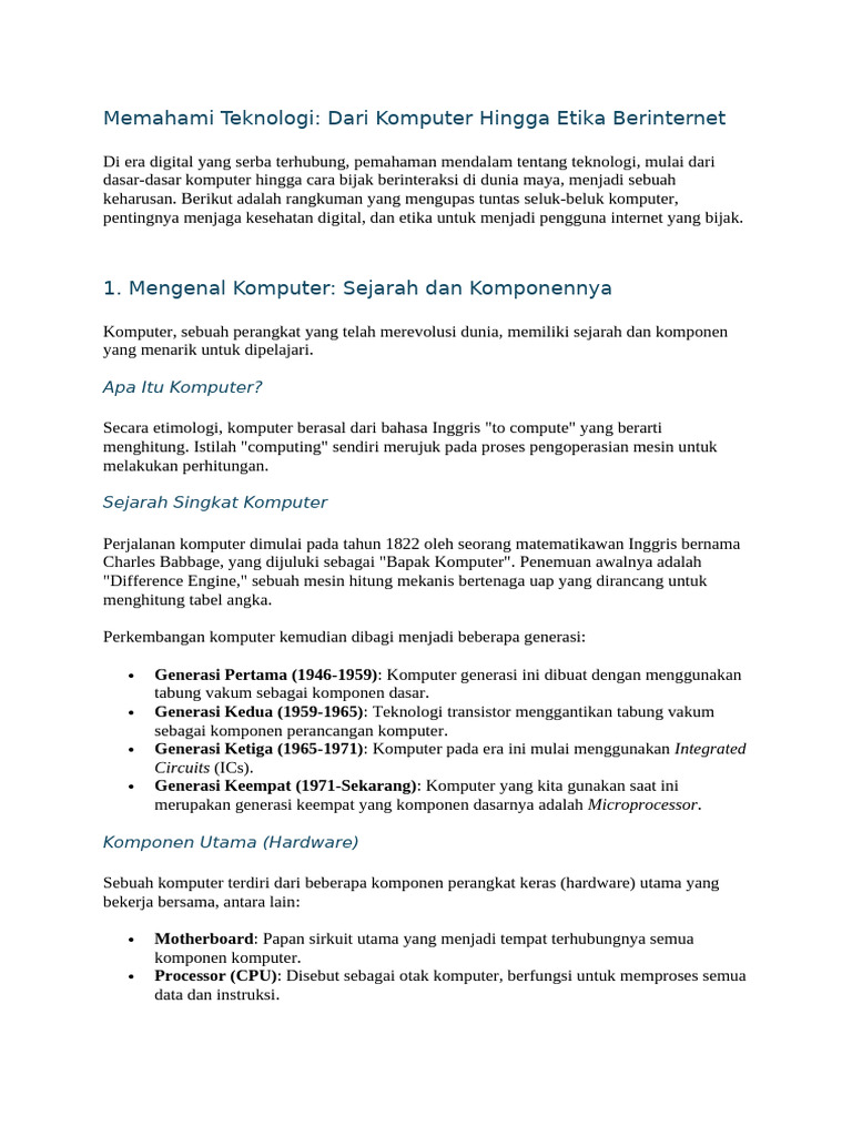 Teknologi dan Etika Berinternet Bijak | PDF