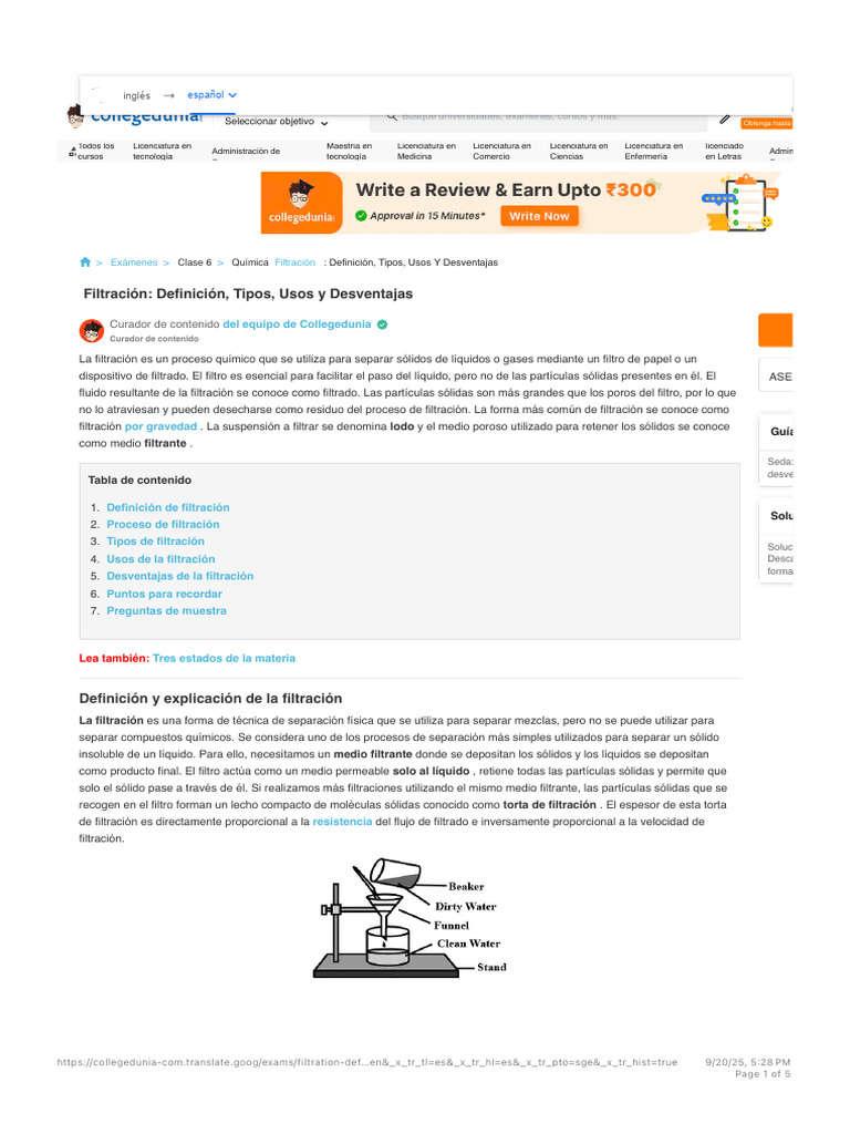 Filtration - Definition, Types, Uses and Drawbacks | PDF | Filtración ...