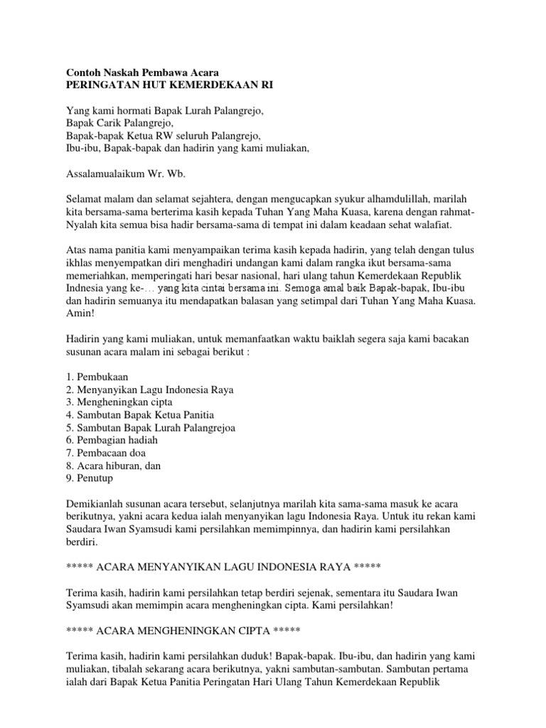 Contoh Naskah Pembawa Acara | PDF