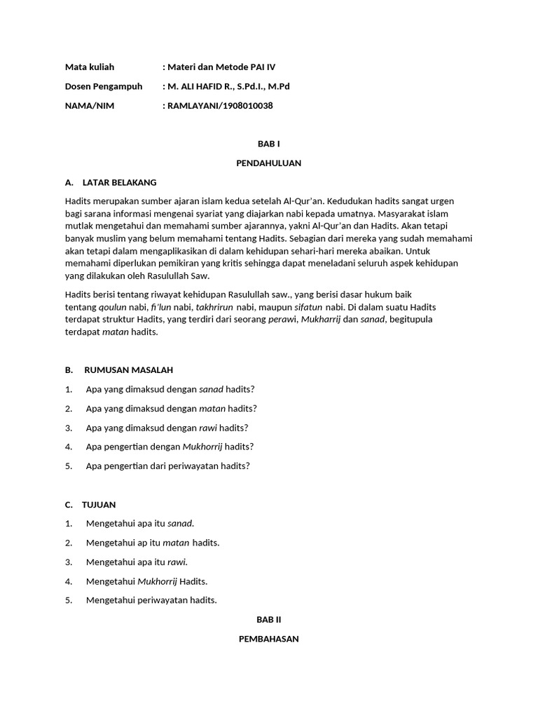 Materi Pai&Metode Pai IV | PDF