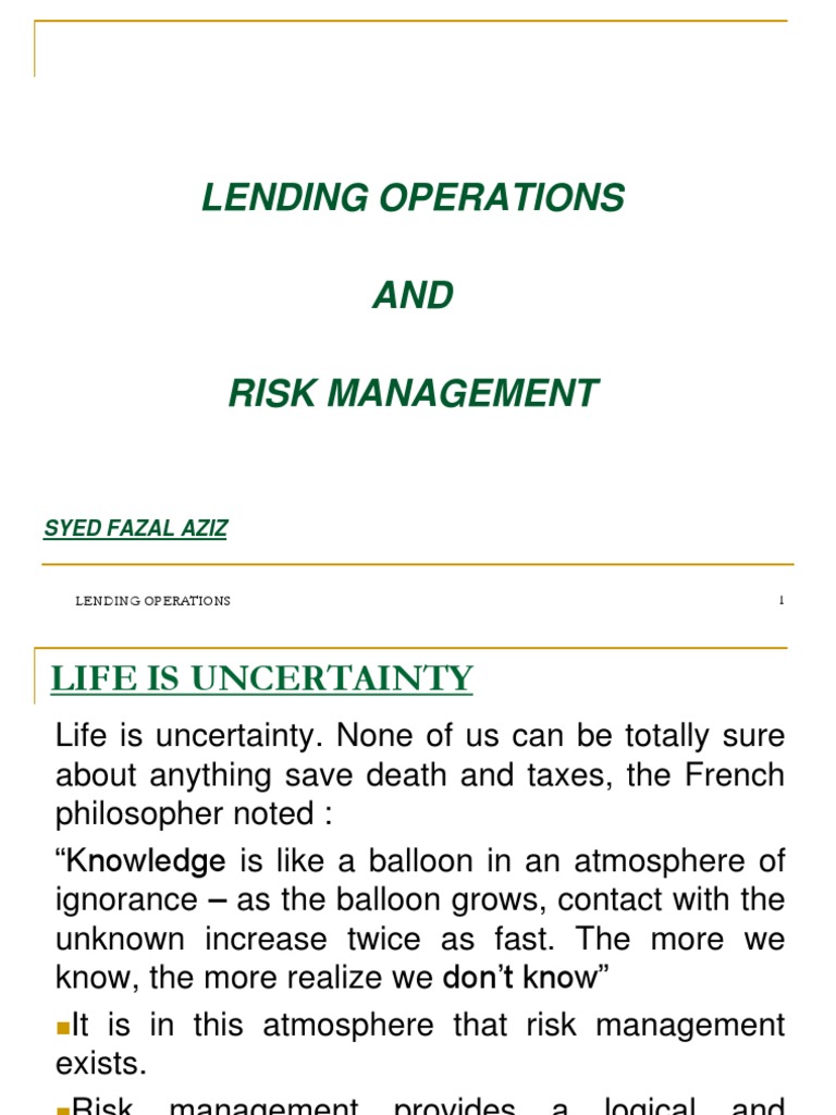 Lending Operations | PDF | Guarantee | Banks