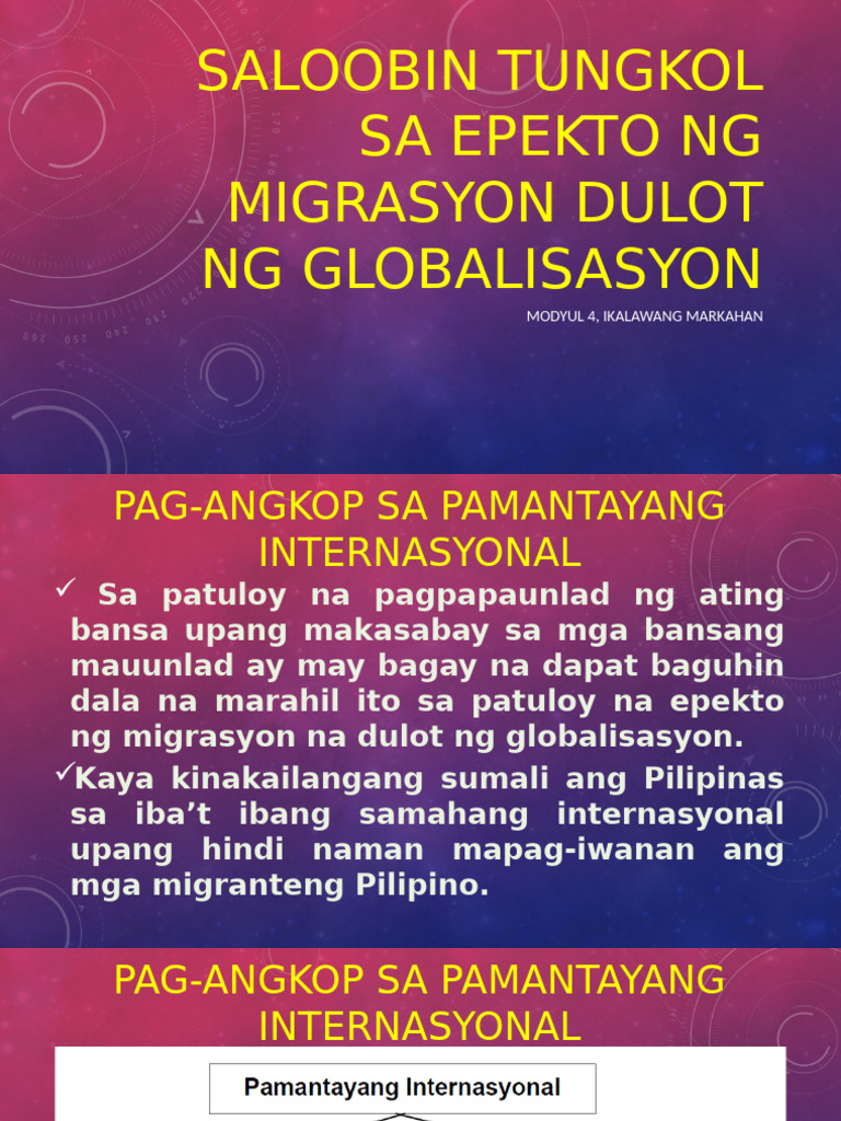 AP10 - Q2 - Module 4 - Saloobin Tungkol Sa Epekto NG Migrasyon Dulot NG Globalisasyon | PDF