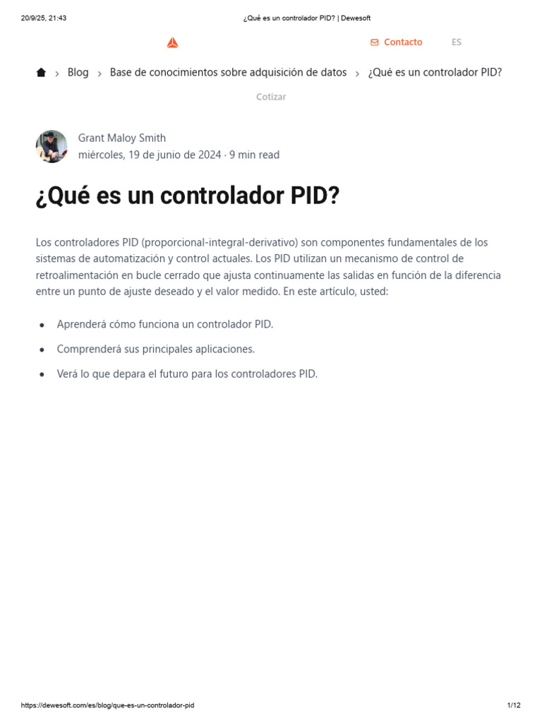 Controladores PID: Funcionamiento y Aplicaciones | PDF | Controlador ...
