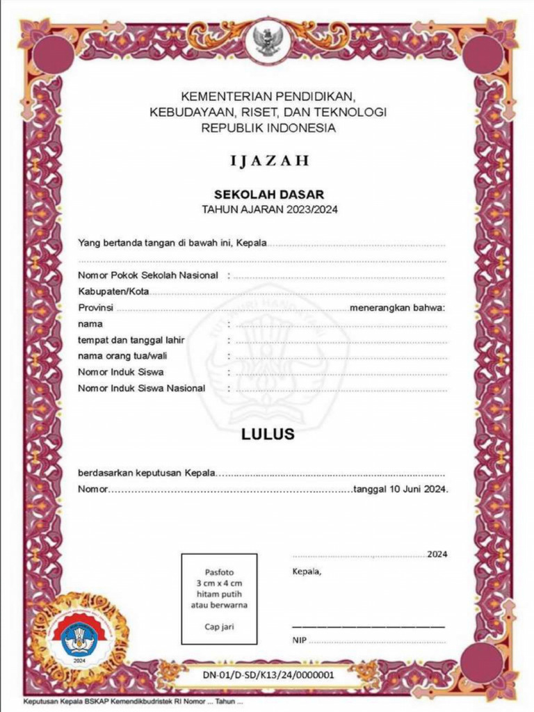 Blangko Ijazah K13 | PDF