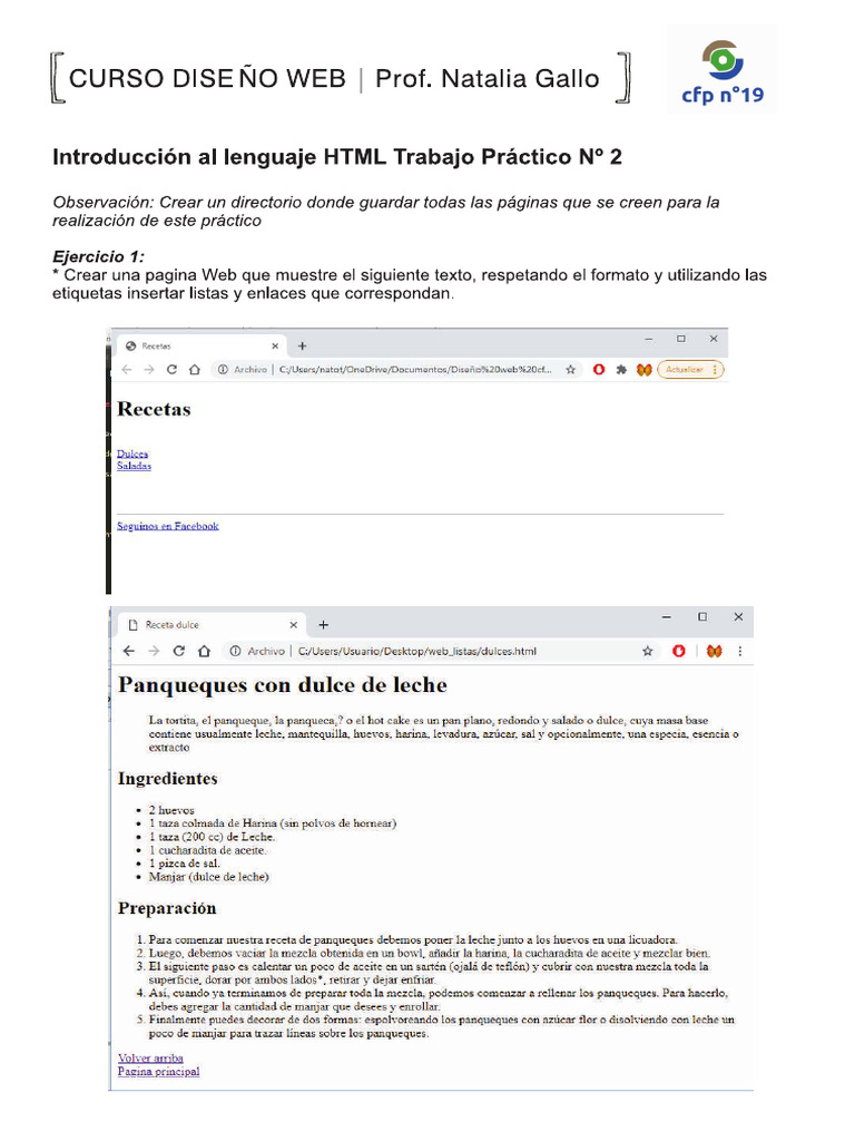 Ejercicio Enlaces Receta | PDF