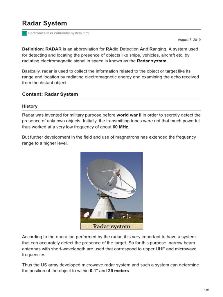 Radar System | PDF | Radar | Transmitter