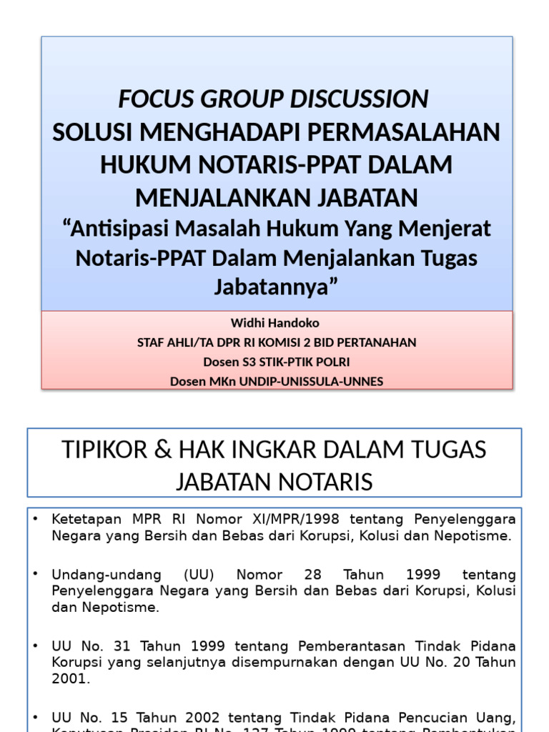 Solusi Hukum Notaris Ppat Dalam Menjalankan Tugas Jabatannya | PDF