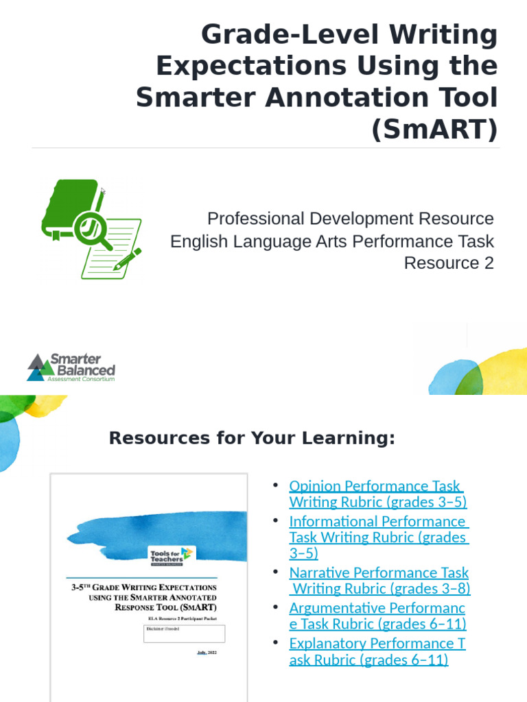 Resource 2 PPT - ELA Grade Level Writing Expectations Using The SmART ...