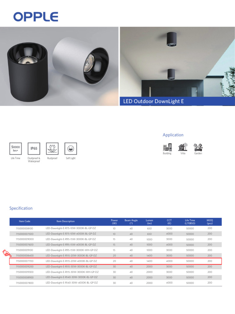 LED Outdoor Downlight Specifications | PDF | Electromagnetic Radiation ...