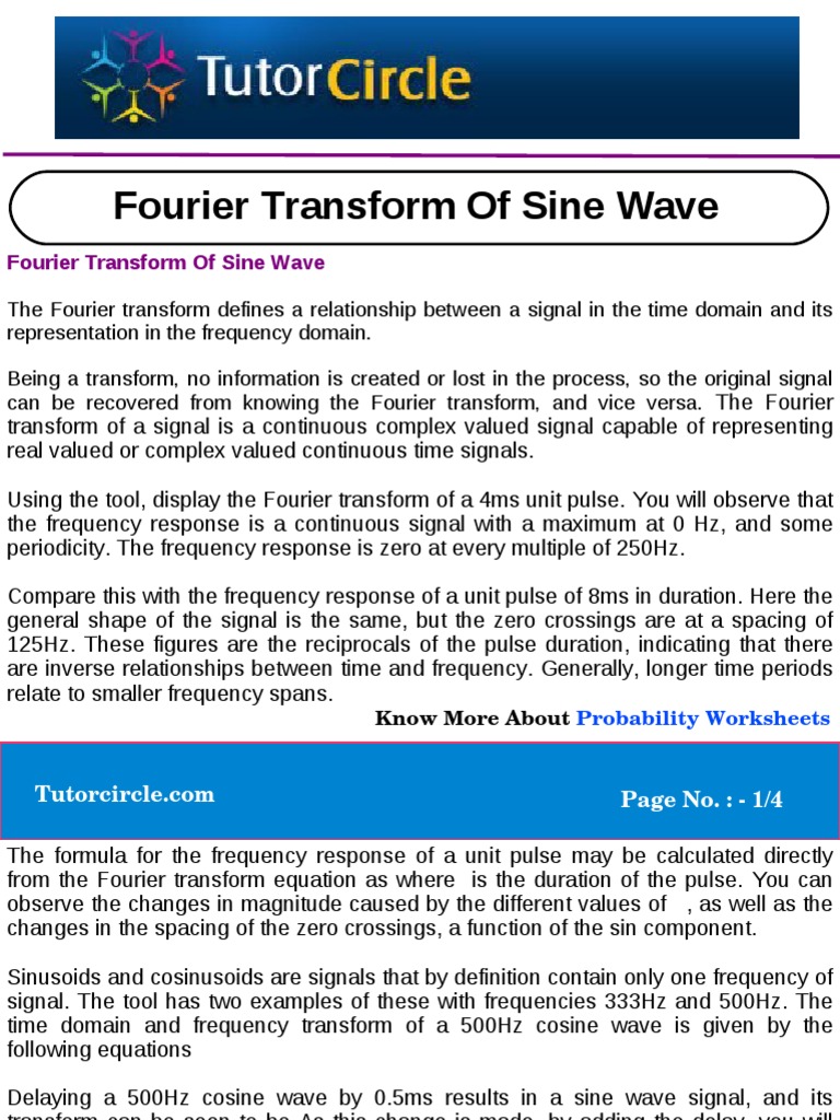 Fourier Transform of Sine Wave | Fourier Transform | Sine Wave