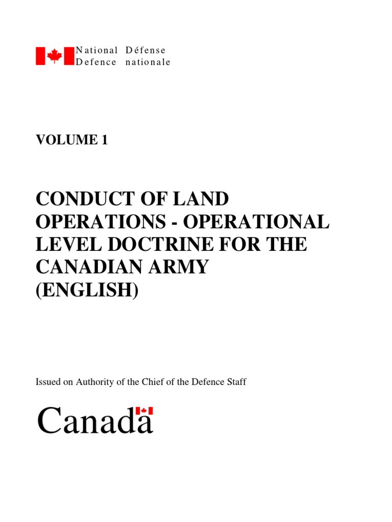 Canadian Army Land Operations Doctrine | PDF | Operational Level Of War ...