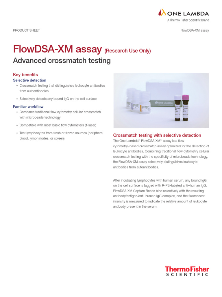 FlowDSA-XM Assay for Crossmatch Testing | PDF | Antibody | Lymphocyte