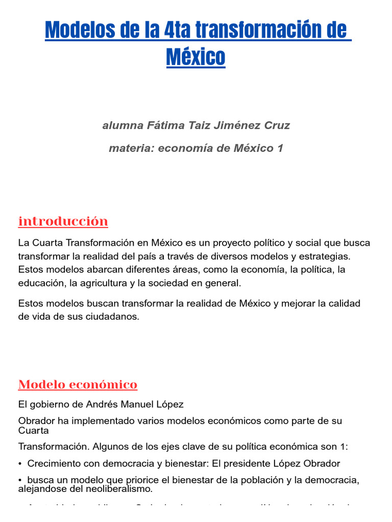 Modelos de La 4ta Transformación de México.pdf | PDF | Agricultura | México