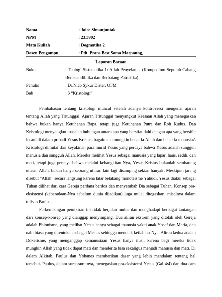 Pemikiran Kristologi dalam Teologi | PDF