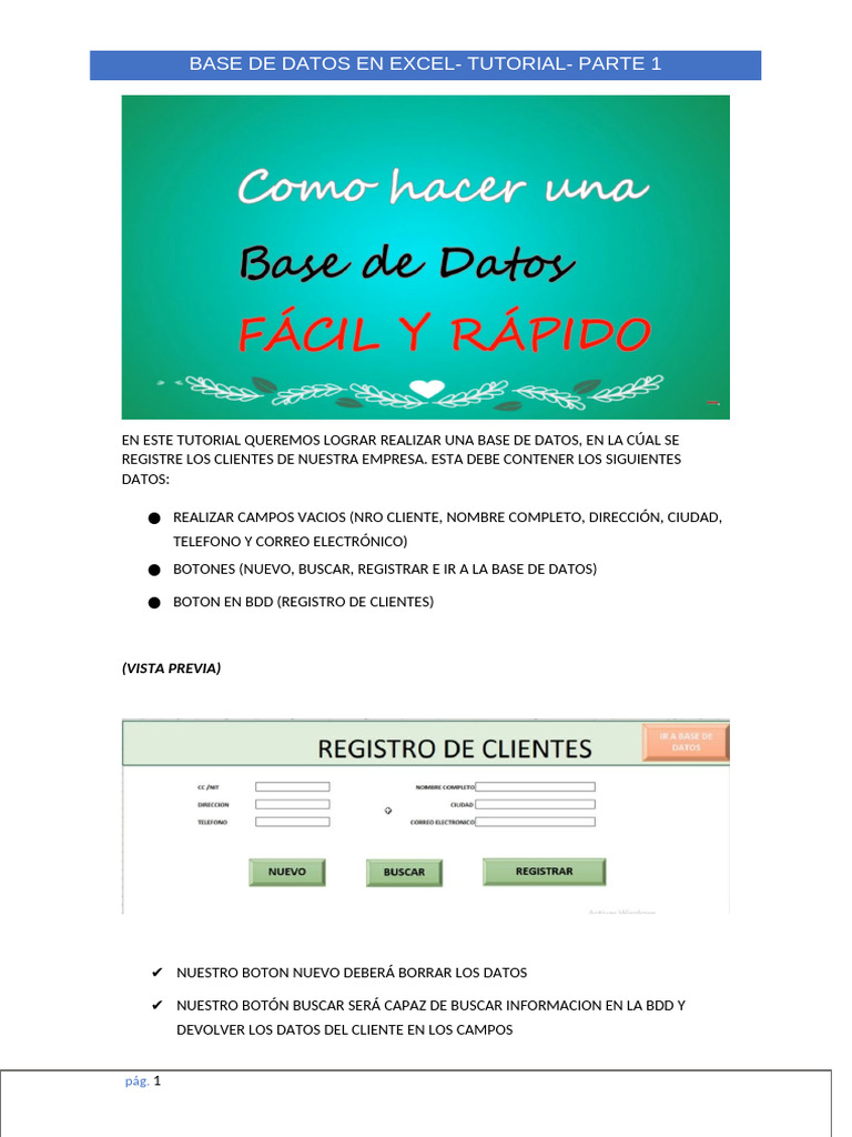 BDD Excel Tutorial1 | PDF | Microsoft Excel | Macro (informática)