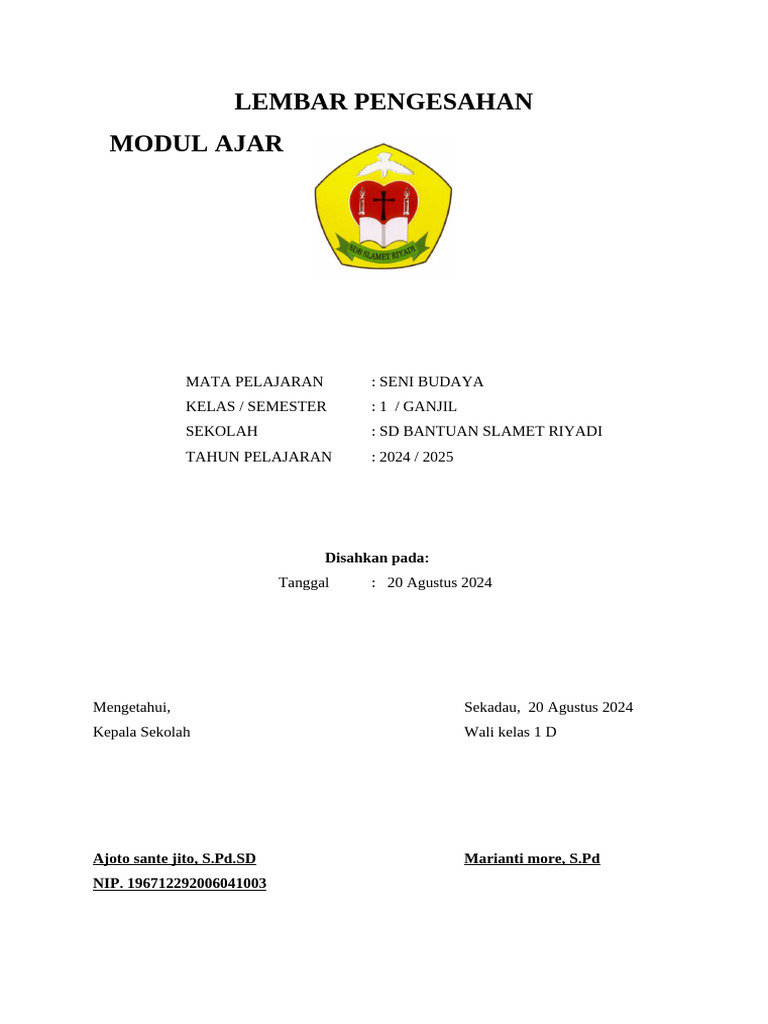 Lembar Pengesahan Sem 1 | PDF