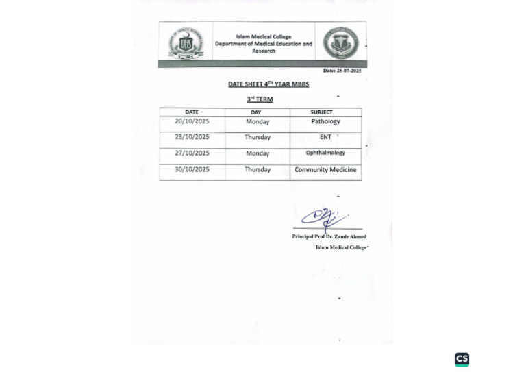 Date Sheet | PDF