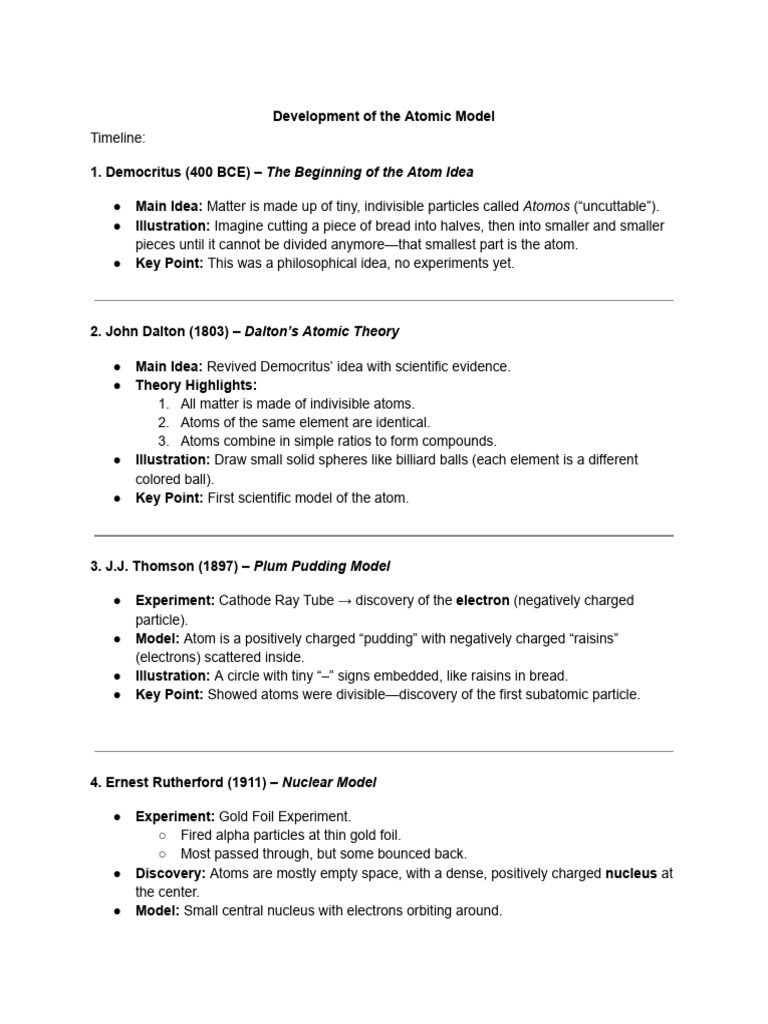 Evolution of the Atomic Model Timeline | PDF | Atoms | Atomic Orbital