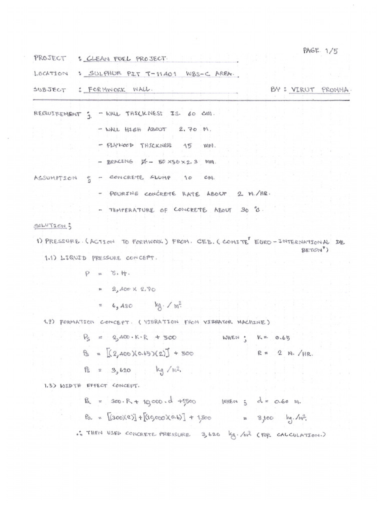 Formwork Wall Calculation T 0.6 M | PDF