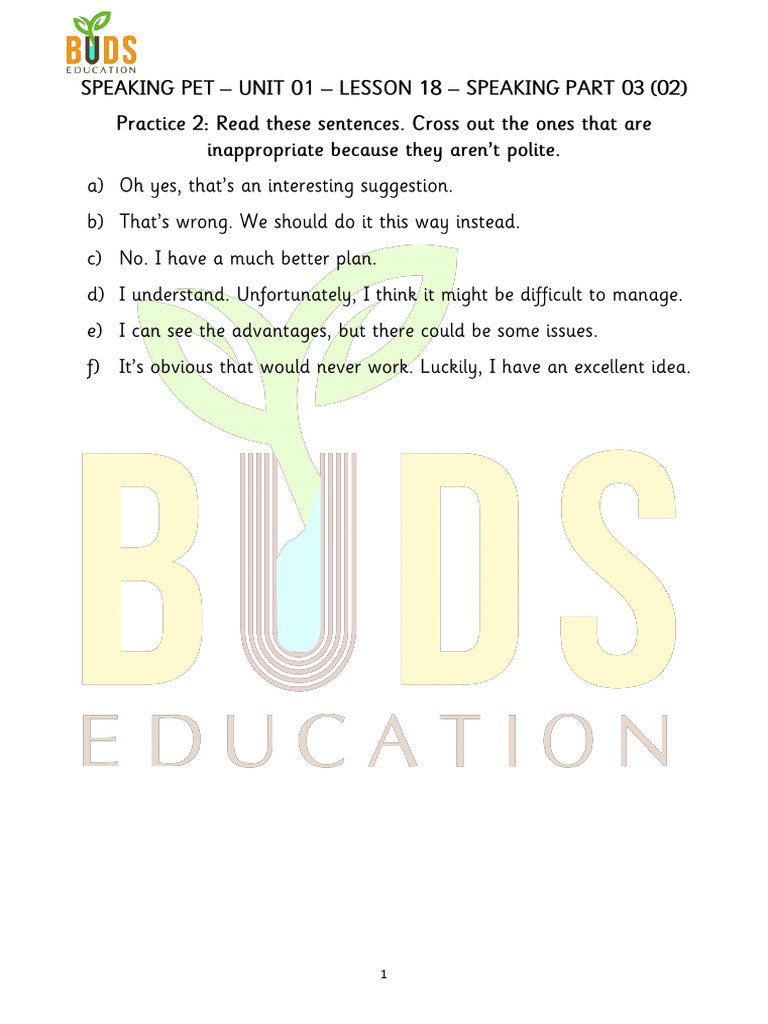 K in Practice 2 - Unit 01 - Speaking Part 03 | PDF