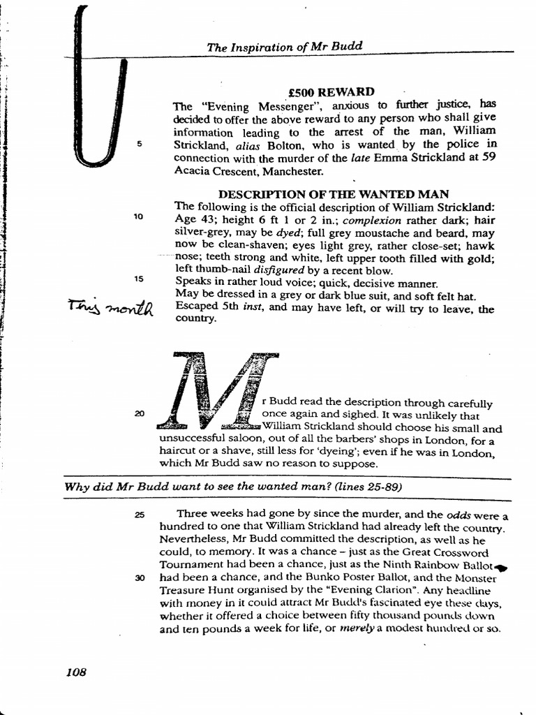The Inspiration of MR Budd | PDF