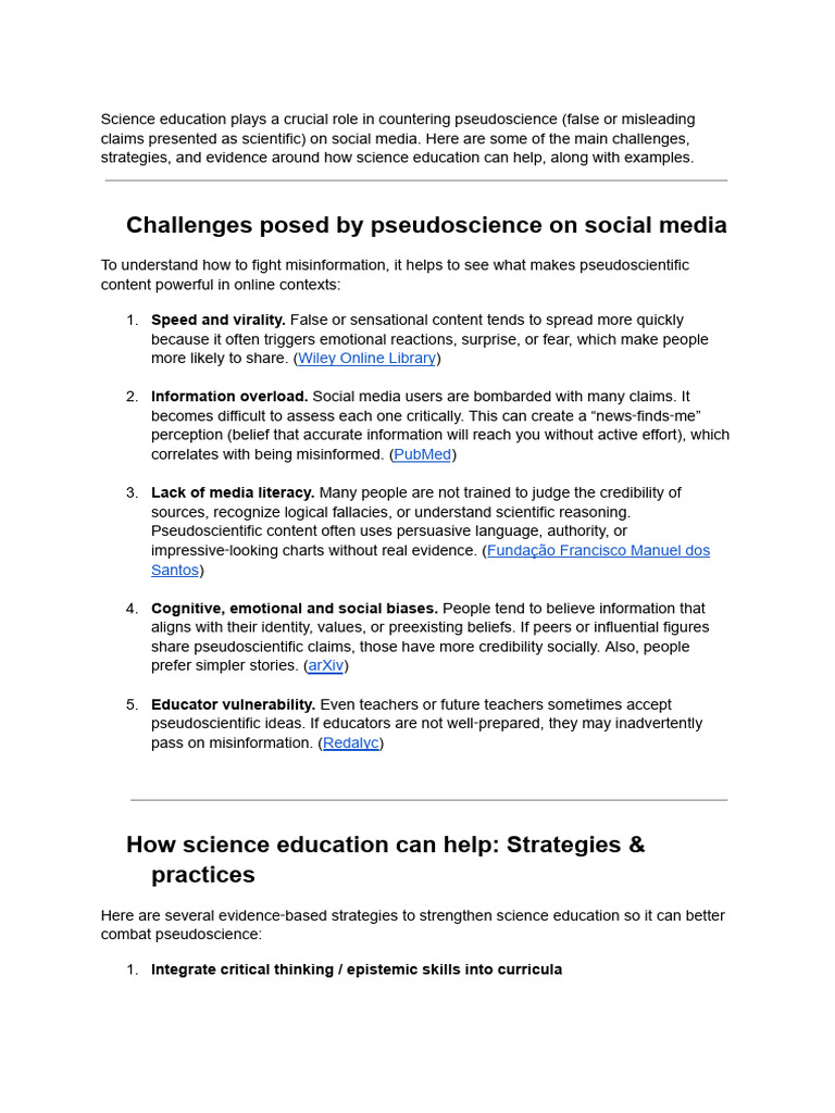 Combating Pseudoscience Through Education | PDF | Pseudoscience | Science