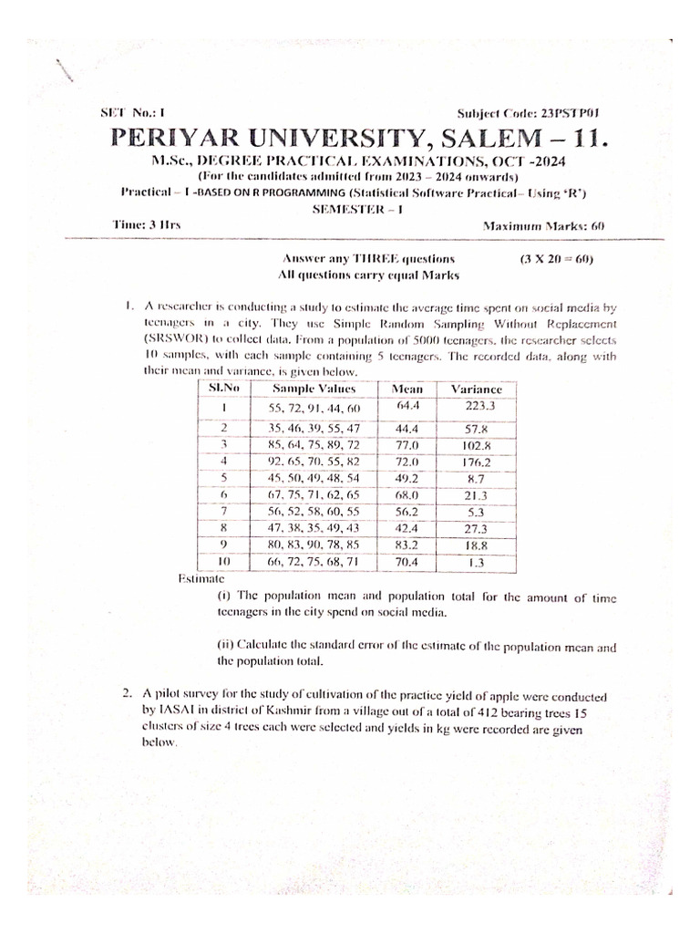Practical Question Paper | PDF