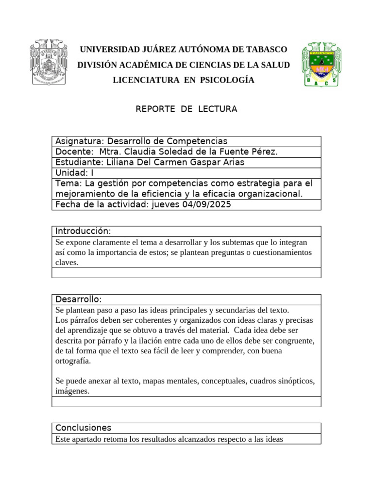 Formato Reporte de Lectura. | PDF