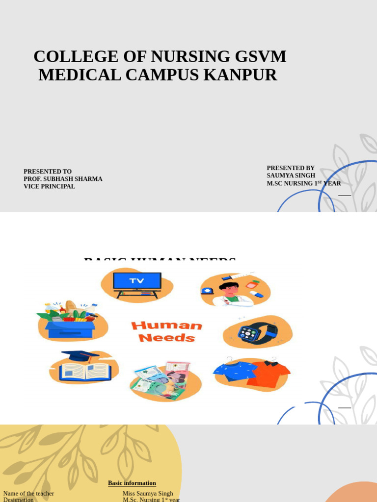 Basic Human Needs | PDF | Liberal Arts Education | Psychological Schools