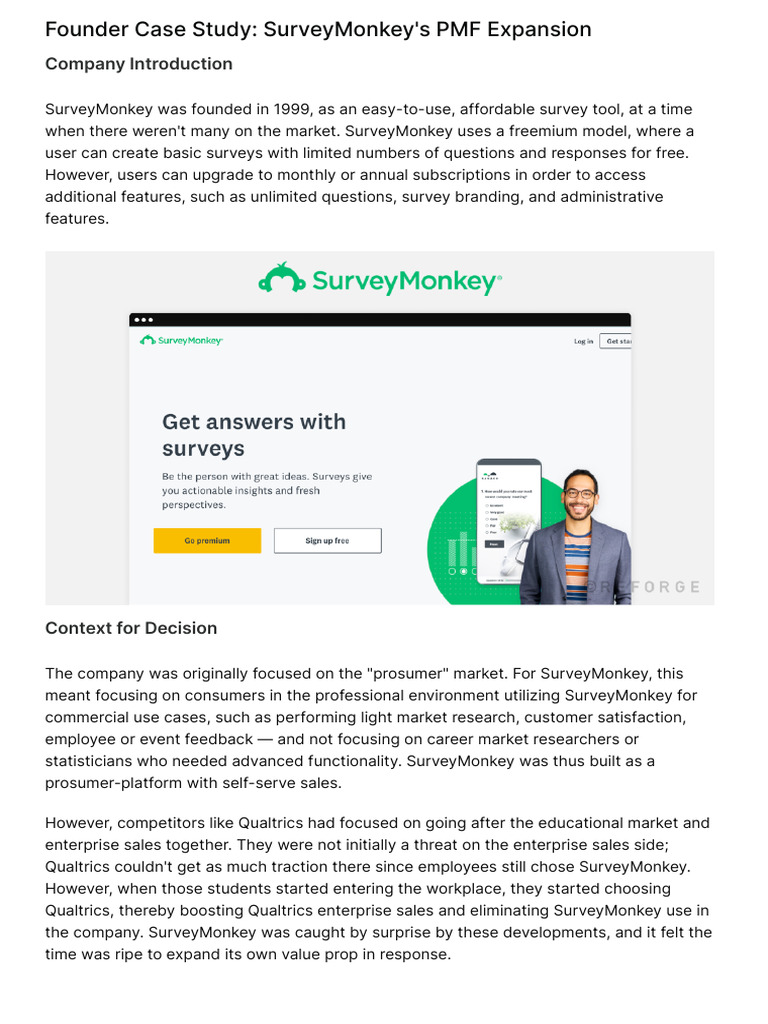 01. Case Study SurveyMonkey's PMF Expansion | PDF | Business Economics | Economies