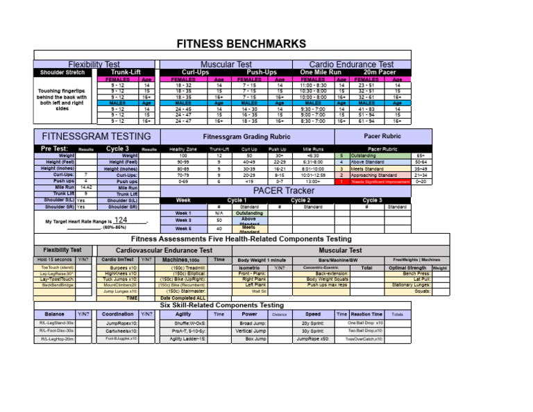 FitnessGram Standards 2025 Overview | PDF | Physical Fitness | Physical ...