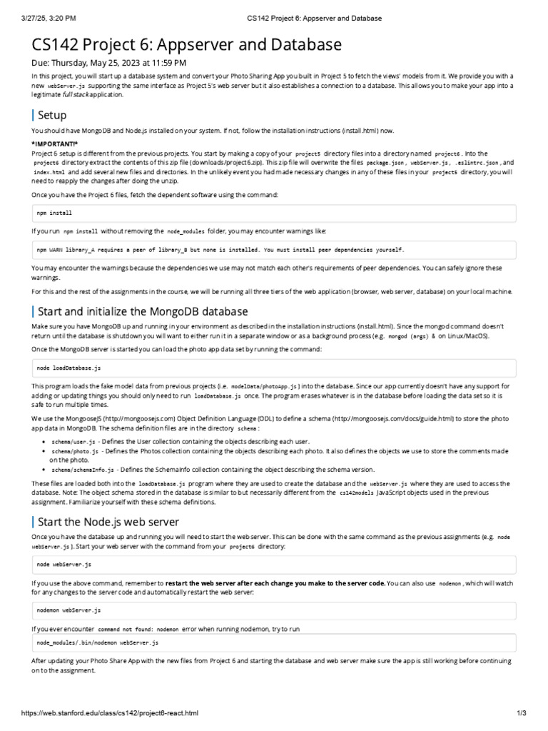 CS142 Project 6 - Appserver and Database-Bai Thuc Hanh 6 | PDF ...