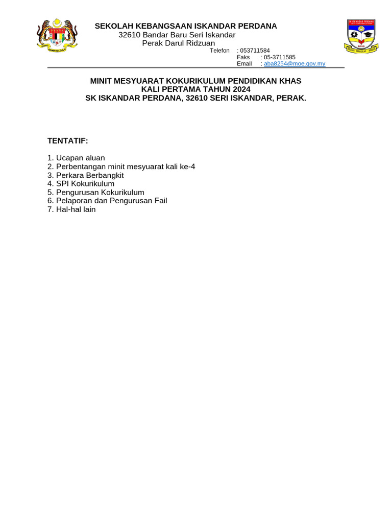Minit Mesyuarat Koko Ppki Kali 1 2024 | PDF