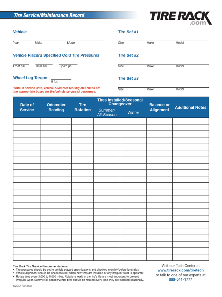 Tire Service and Maintenance Log | PDF