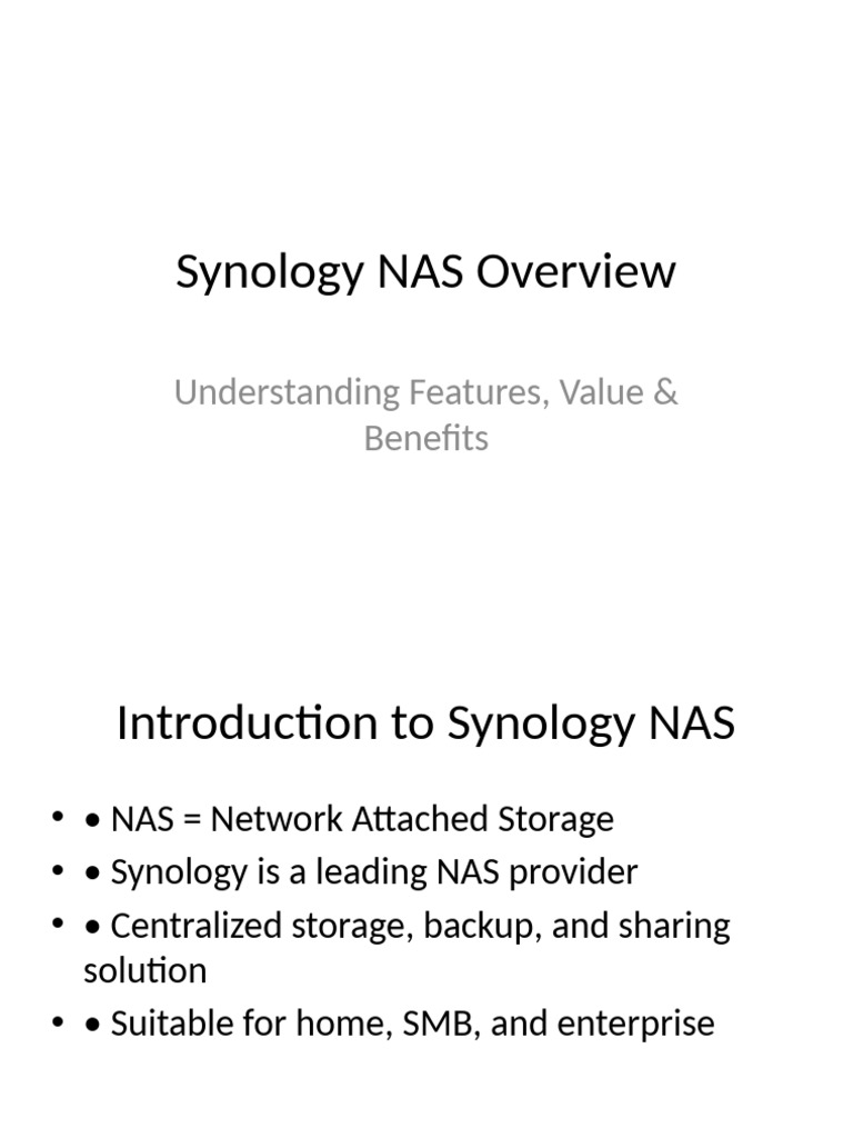Synology NAS Features and Benefits Overview | PDF