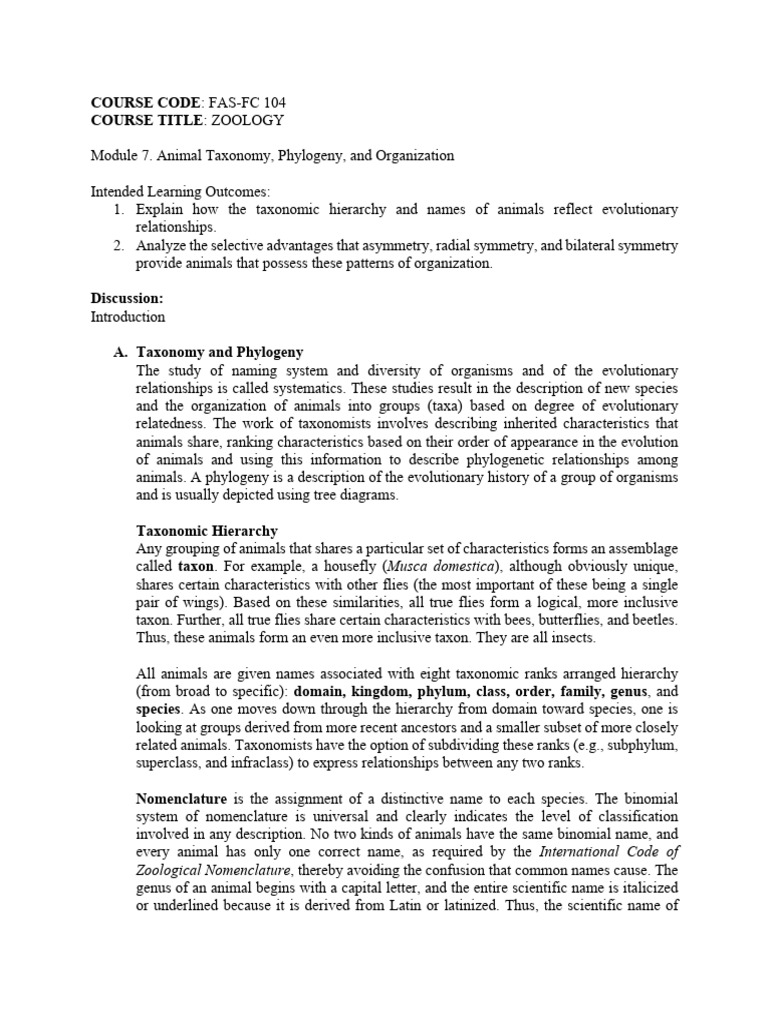 Animal Taxonomy and Symmetry Explained | PDF | Anatomical Terms Of ...