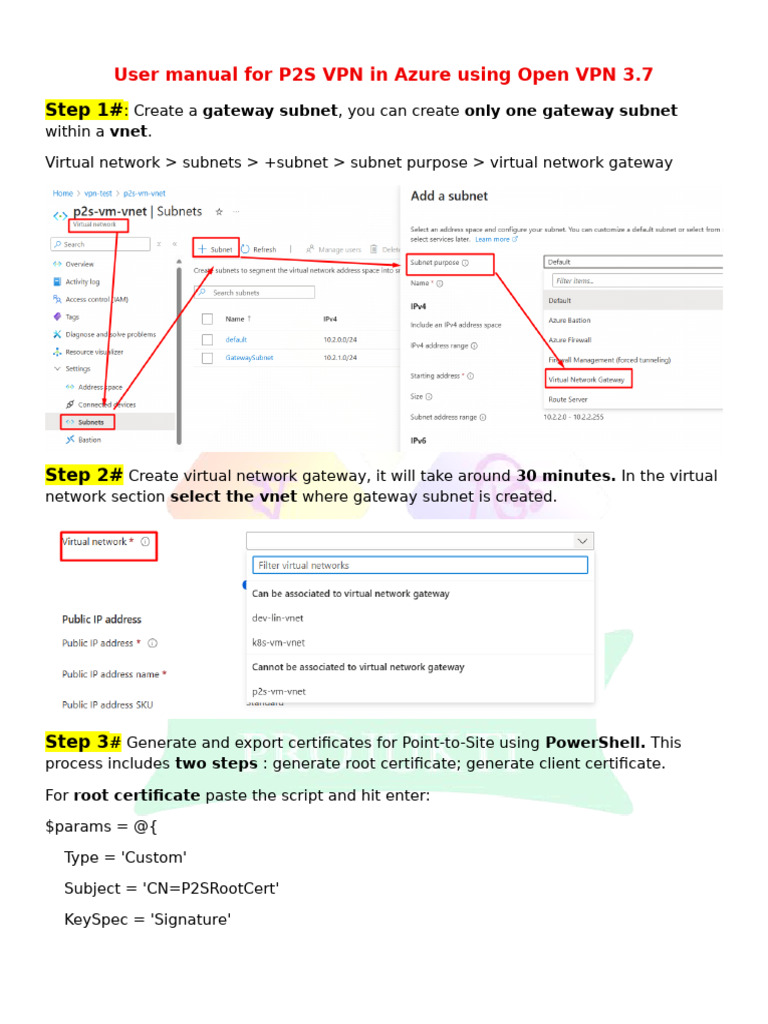 p2s Azure Openvpn | PDF | Computer Network | Computer Networking