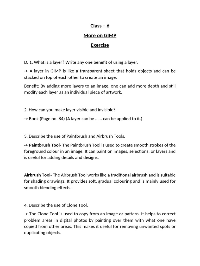 Class - 6 More On GIMP Exercise | PDF