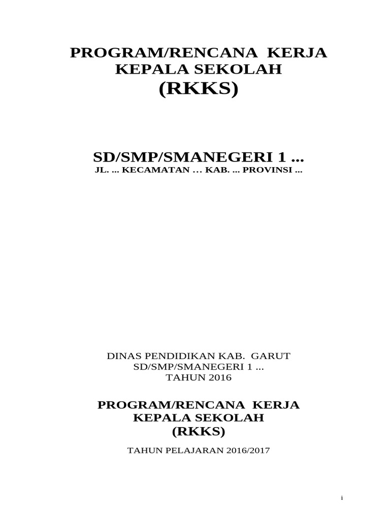Program Kerja Kepala Sekolah Lengkap | PDF