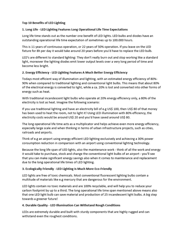 LED Advantages | PDF | Light Emitting Diode | Lighting