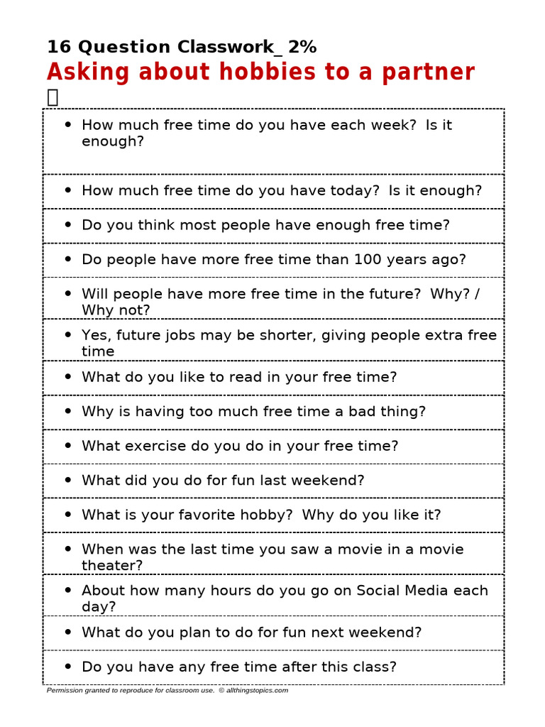 Classwork Questionnaire | PDF